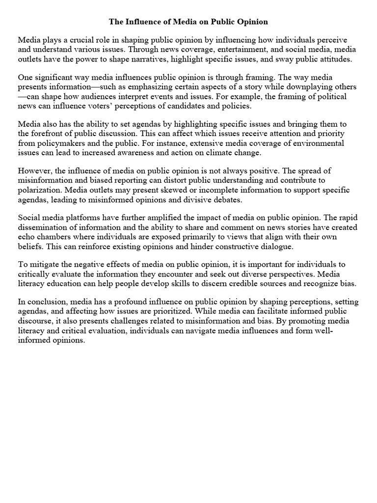 The Influence of Media On Public Opinion | PDF