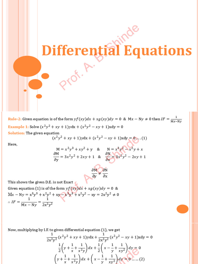 Reducible To Exact Differential Equation Rule-2 | PDF | Equations ...