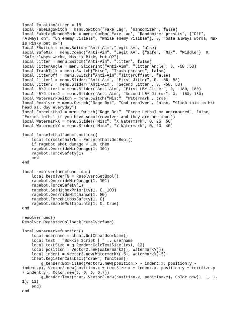 Neverlose Script - Lua | PDF | Printing Materials | Stationery