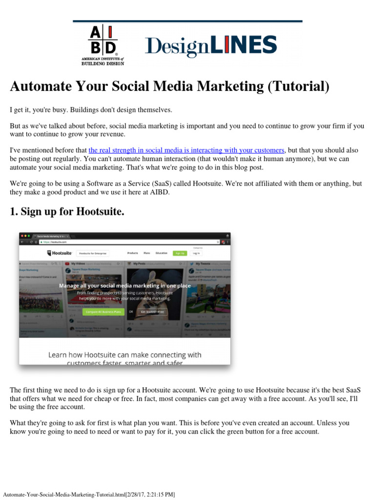 Automate Your Social Media Marketing Tutorial | PDF | Popular Culture & Media Studies | Social Media