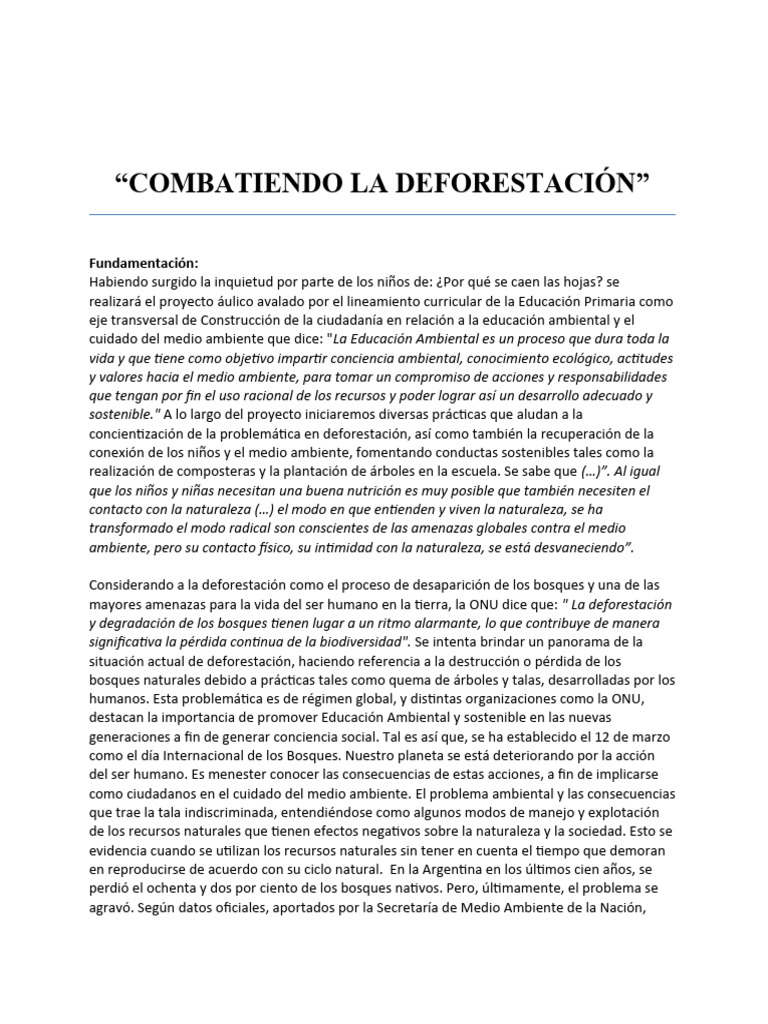 Educación Ambiental: Deforestación y Reforestación | PDF ...