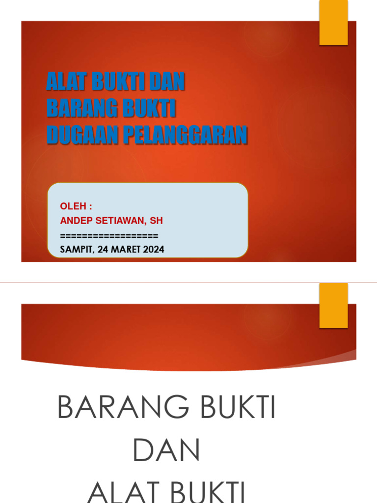 Materi Alat Bukti Dan Barang Bukti | PDF