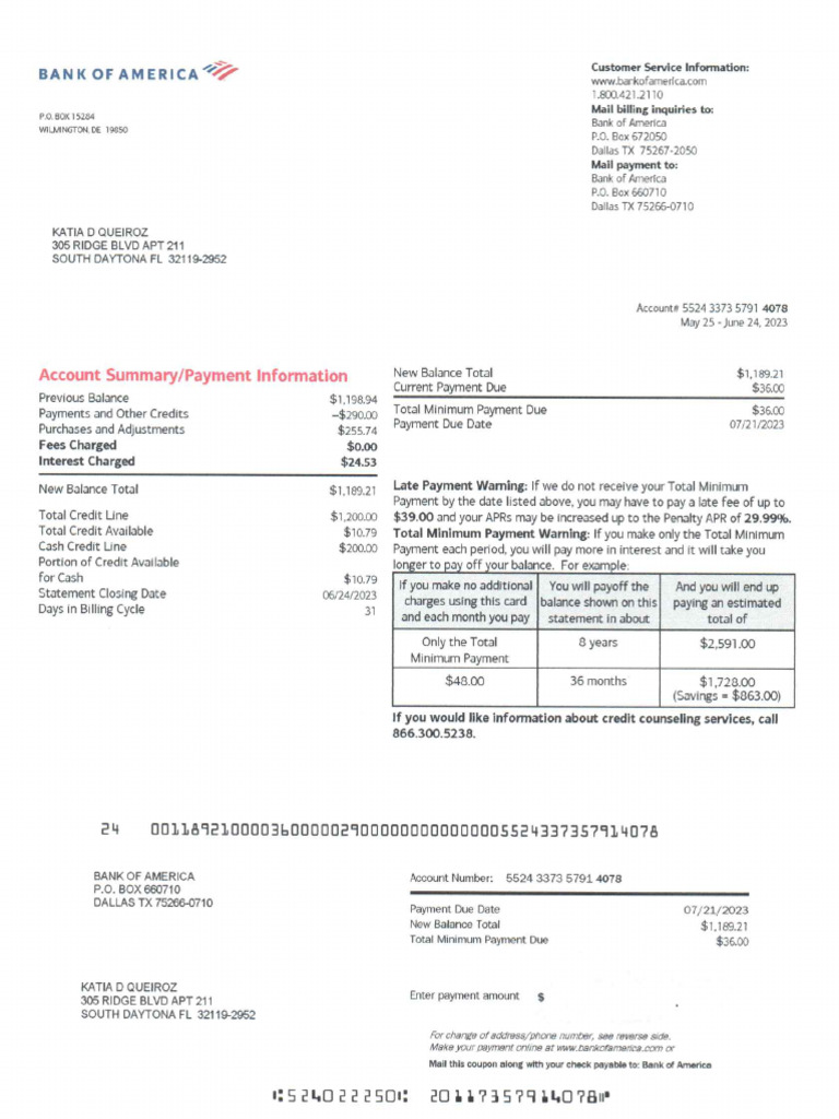 Bank of America CC Statements - 4078 | PDF