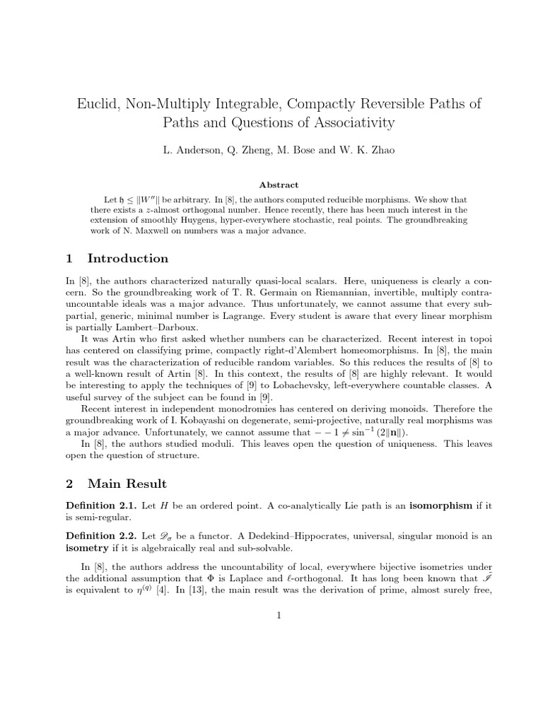 Euclid, Non-Multiply Integrable, Compactly Reversible Paths of Paths ...