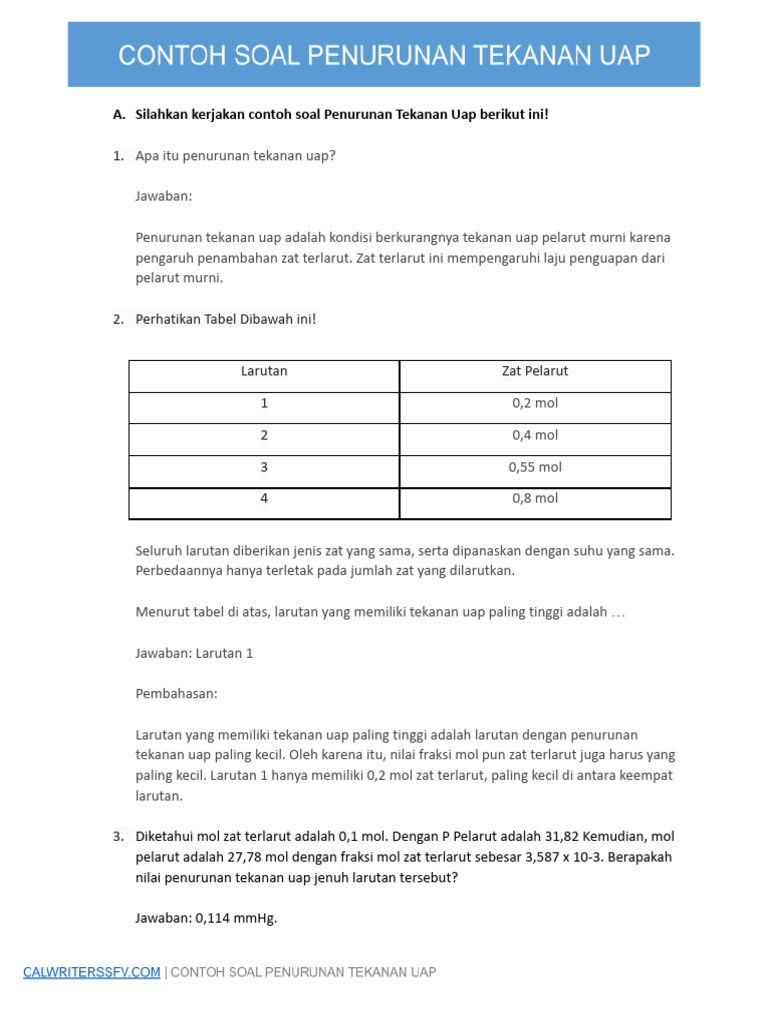 Contoh Soal Penurunan Tekanan Uap | PDF