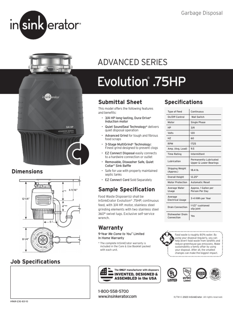 Evolution 75hp Specification Sheet en Us 10015836 | PDF | Dishwasher ...