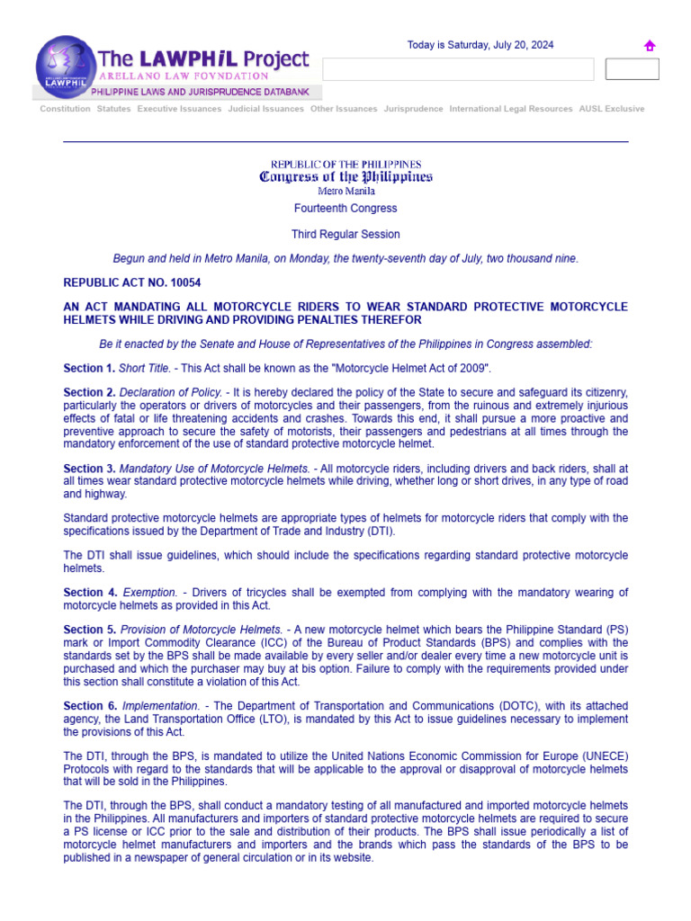 Republic Act No. 10054 | PDF | Government | Justice