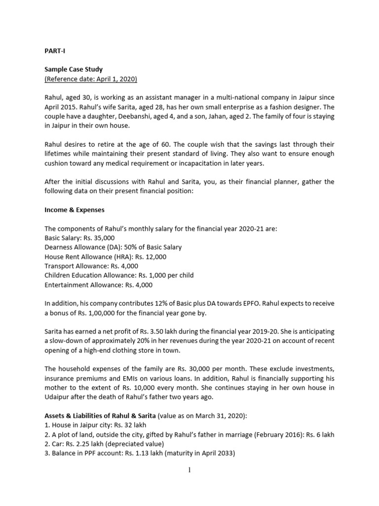 Rahul - Case Study With Solutions (Q1 To Q14) | PDF | Financial Adviser ...