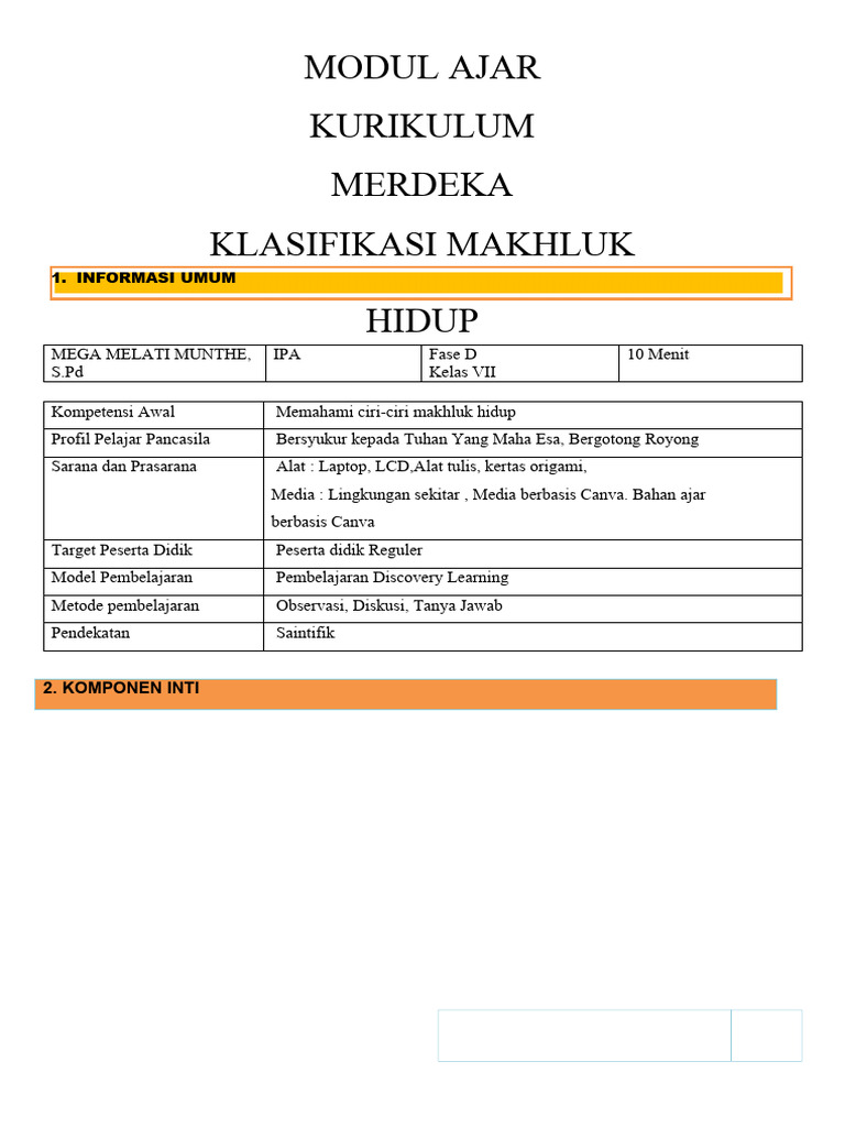 Teplate Modul Ajar IPA | PDF