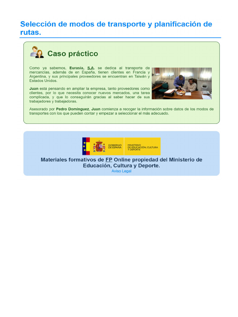 Selección de Modos de Transporte y Planificación de Rutas. | PDF