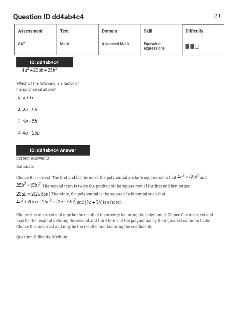 Equivalent Expressions (Level 2) Answer Key | PDF | Factorization ...
