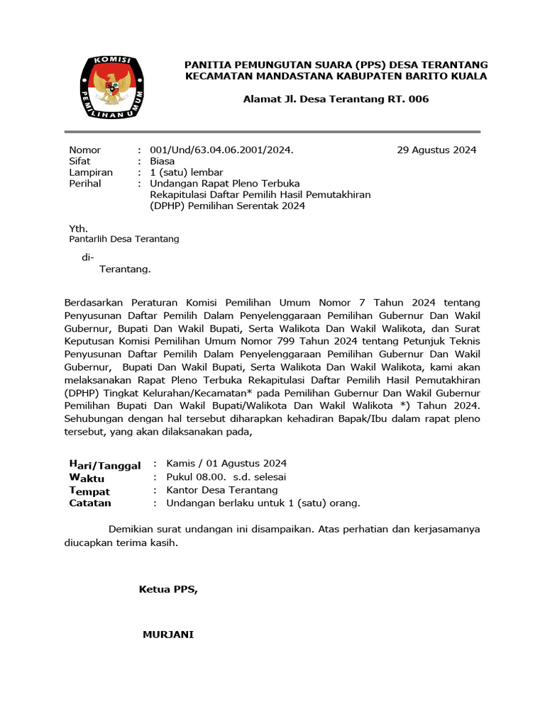 03 Draft Undangan DPHP Pps - PPK | PDF