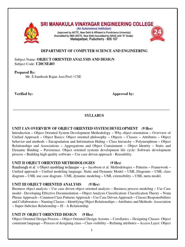 Ooad-Notes-5 Units | PDF | Inheritance (Object Oriented Programming ...