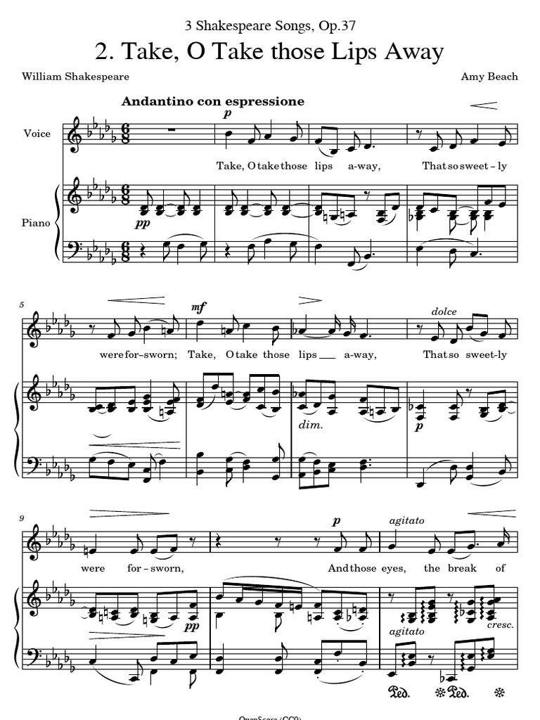Beach Amy Take O Take Those Lips Away | PDF | Musical Compositions