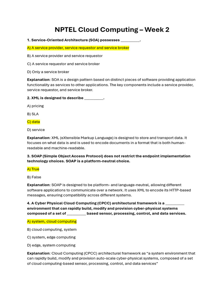 NPTEL Cloud Computing Week 2 | PDF | Service Oriented Architecture | Soap