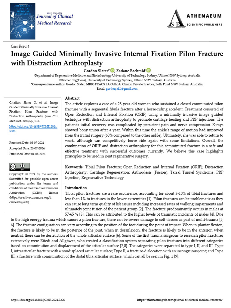 Image Guided Minimally Invasive Internal Fixation Pilon Fracture With ...