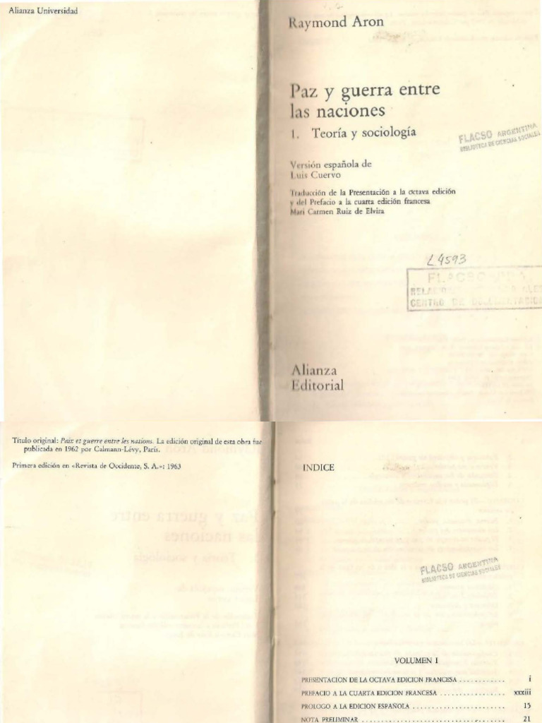Aron, Raymond - Paz y Guerra Entre Las Naciones. (Caps. 4 y 5) | PDF ...