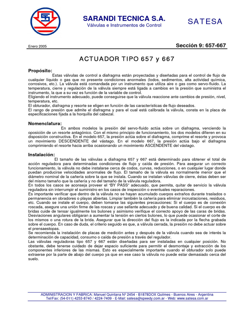 Modelo 657 667 | PDF | Válvula | Presión