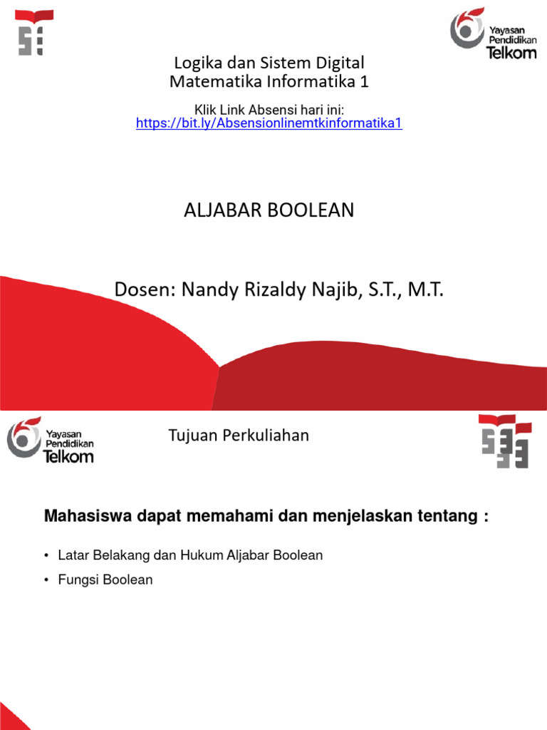 Materi Kuliah Aljabar Boolean | PDF