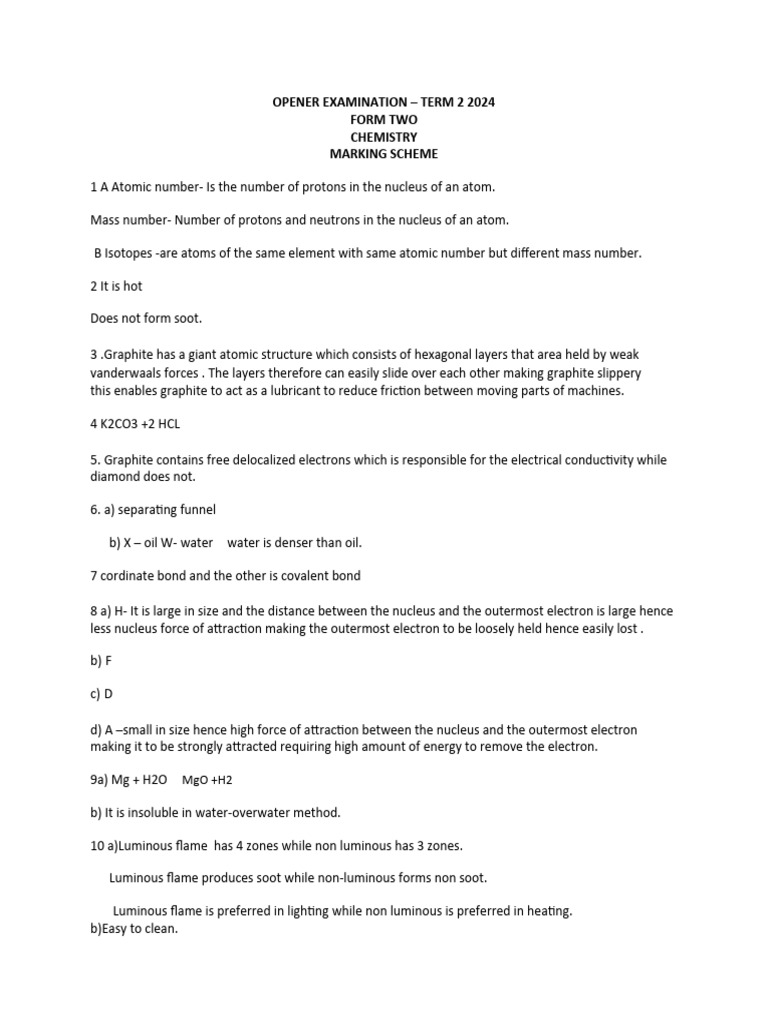 CHEMISTRY F2 MS | PDF | Atoms | Atomic Nucleus