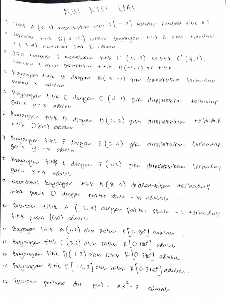 Kisi - Kisi Uas Xi Matik | PDF