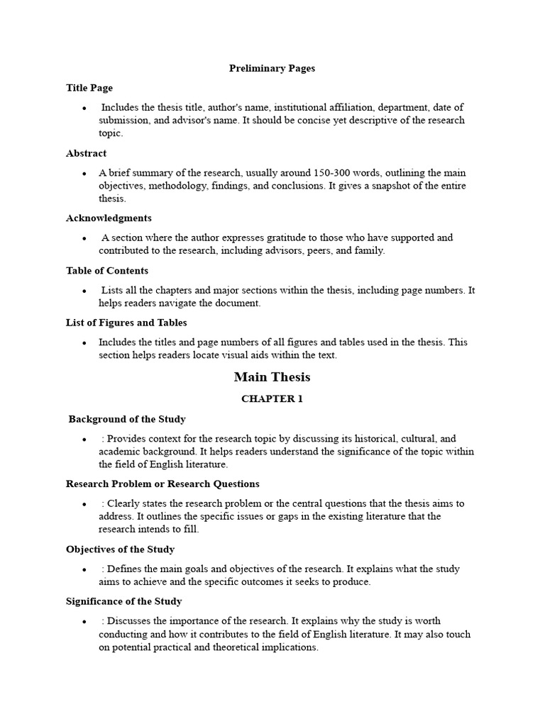 English Literature Thesis Structure Guide | PDF | Methodology | Analysis