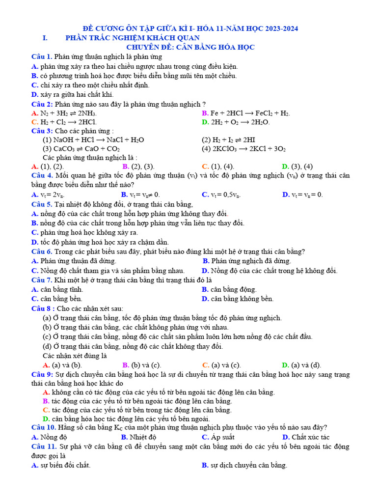 Gi A K 1 Hóa 11 Trung Tâm | PDF