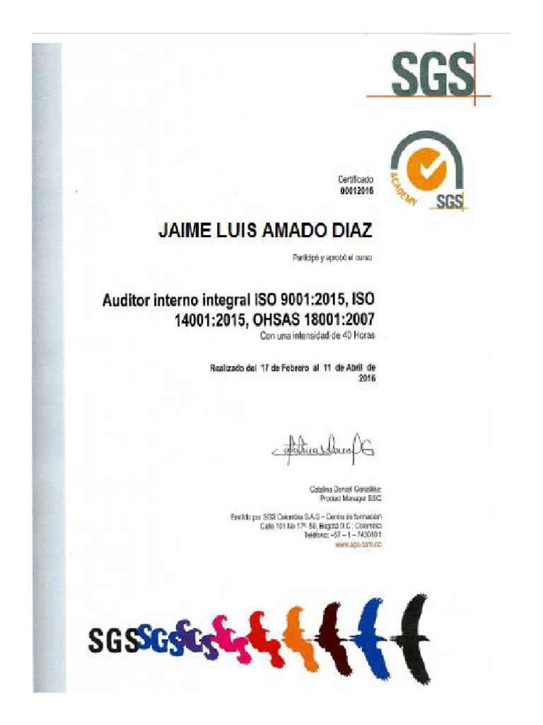 Certificado Auditor | PDF