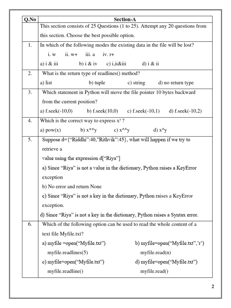 Day2 QP | PDF | Variable (Computer Science) | Text File Day2 QP | PDF | Variable (Computer Science) | Text File