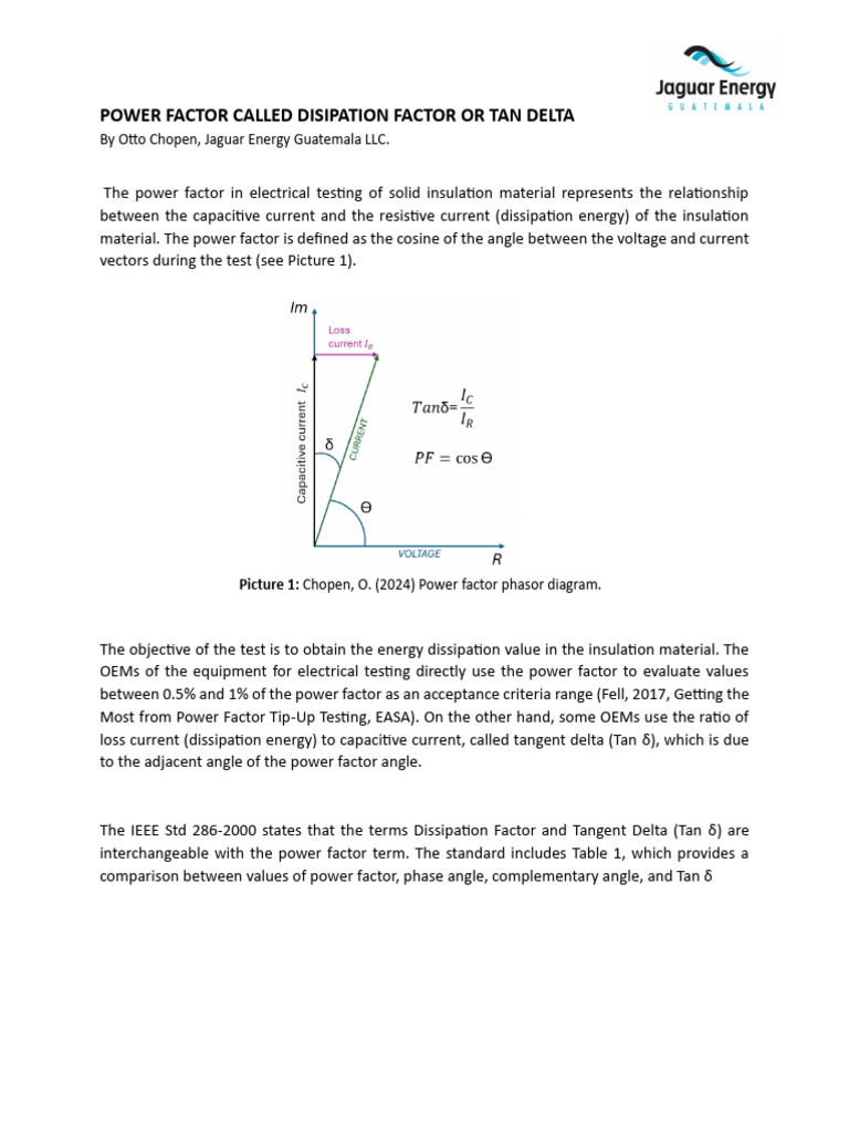 Power Factor Called Disipation Factor or Tan Delta | PDF | Capacitor ...