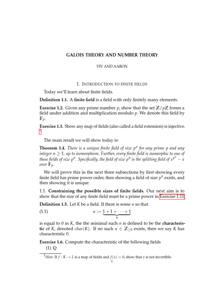 Galois Theory and Number Theory | PDF | Field (Mathematics) | Factorization