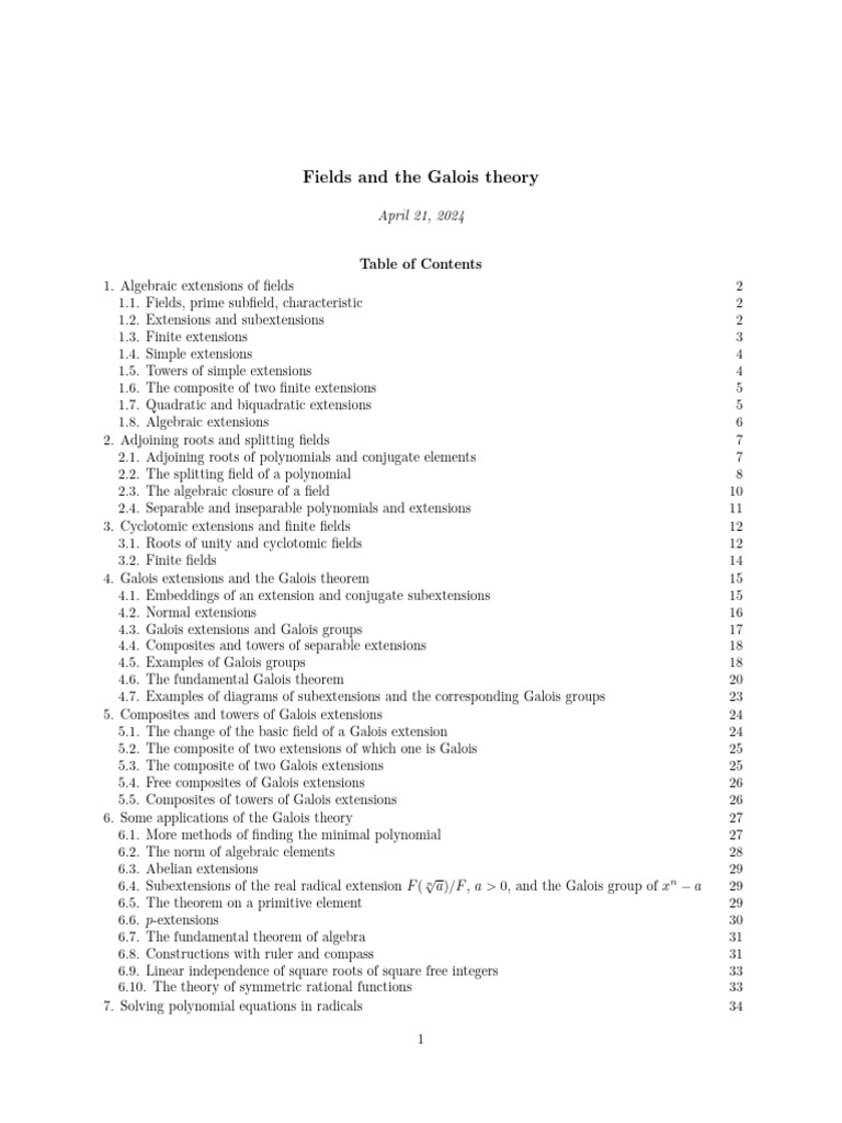 Galois | PDF | Field (Mathematics) | Group (Mathematics)