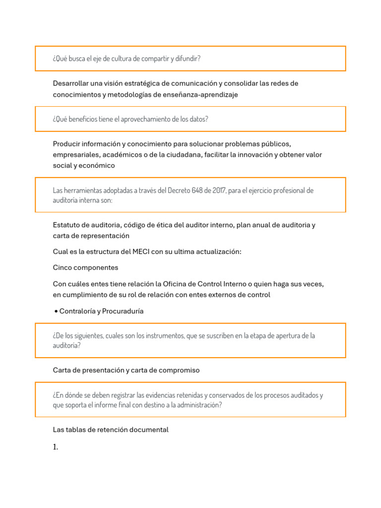 Respuestas Modulo de Auditoria Mipg | PDF | Auditoría | Planificación