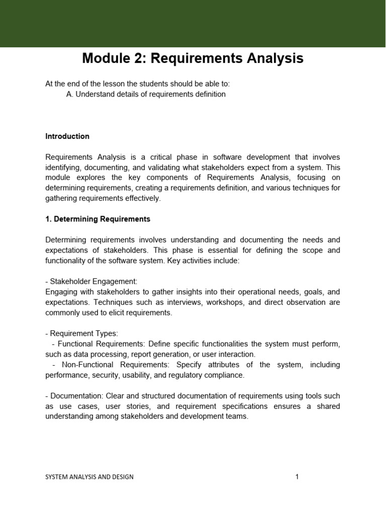 System Analysis and Design - Module 2 | PDF | Usability | Information Technology