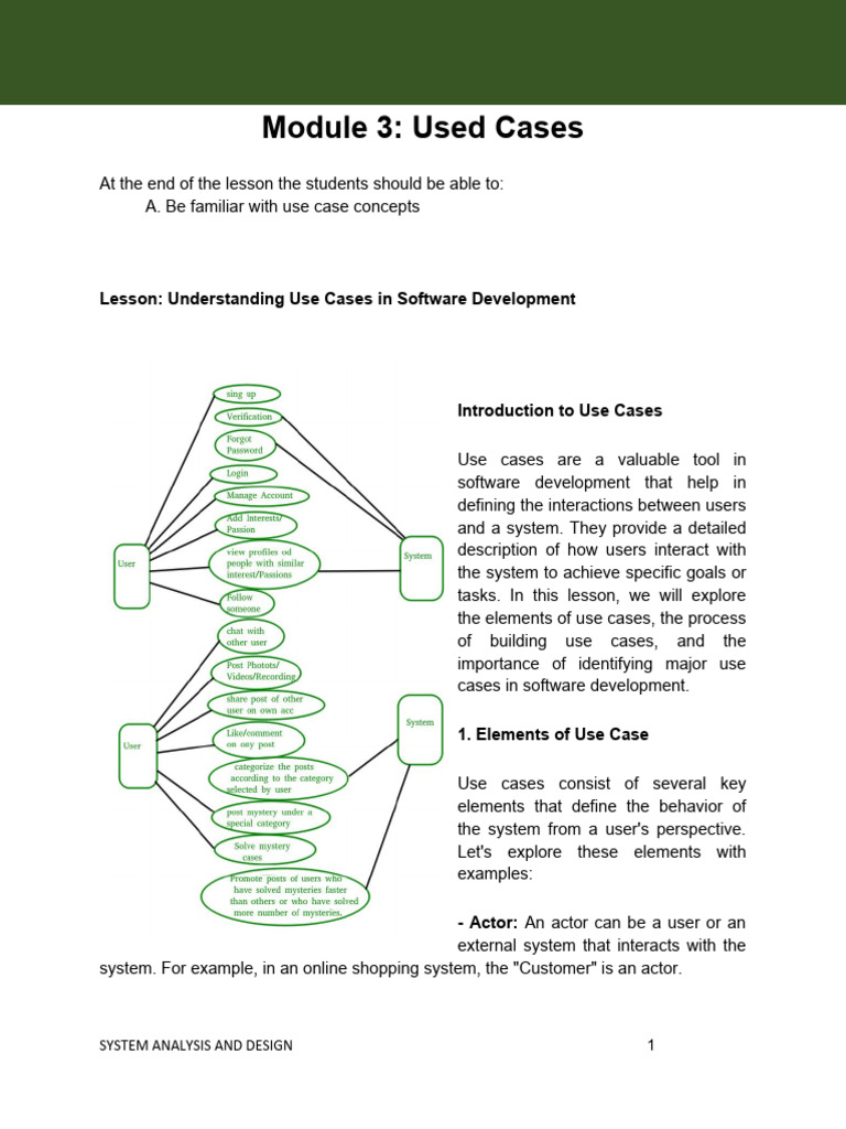 System Analysis and Design - Module 3 | PDF | Use Case | Information Technology