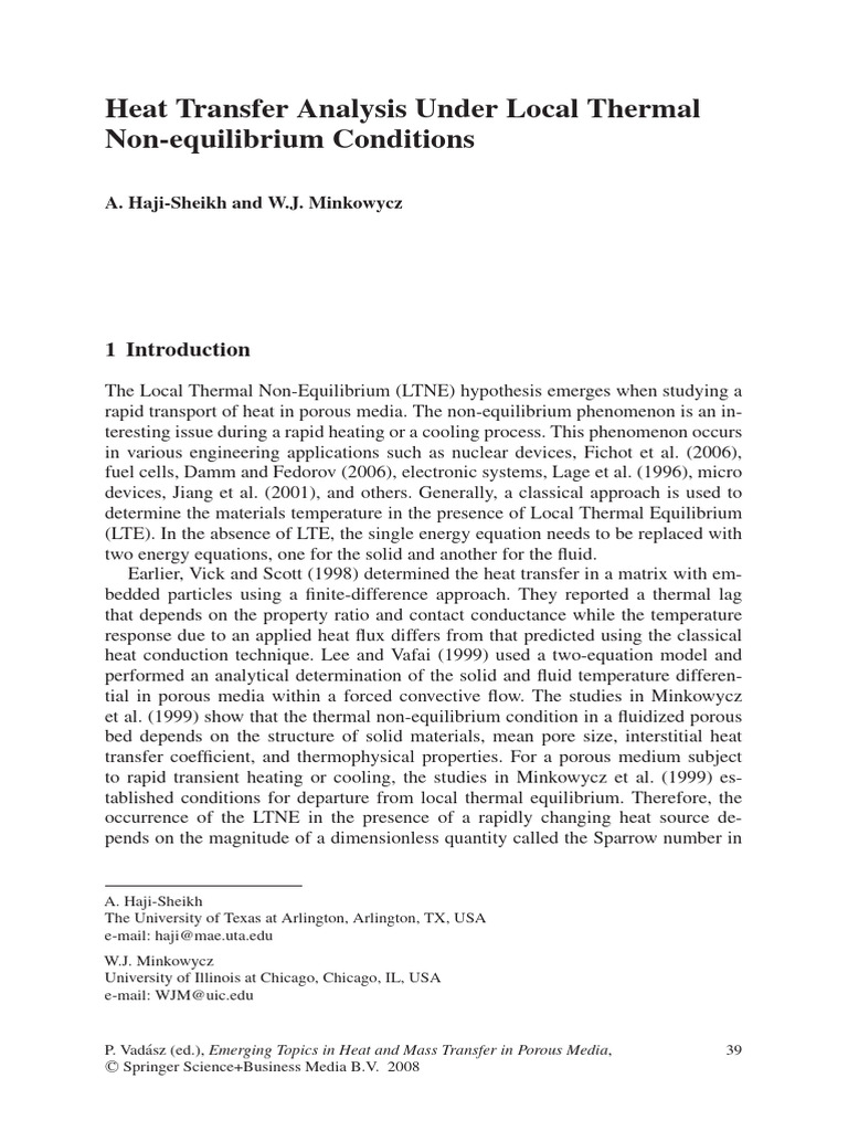 Heat Transfer Analysis Under Local Thermal Non-Equilibrium Conditions | PDF | Heat | Non ...