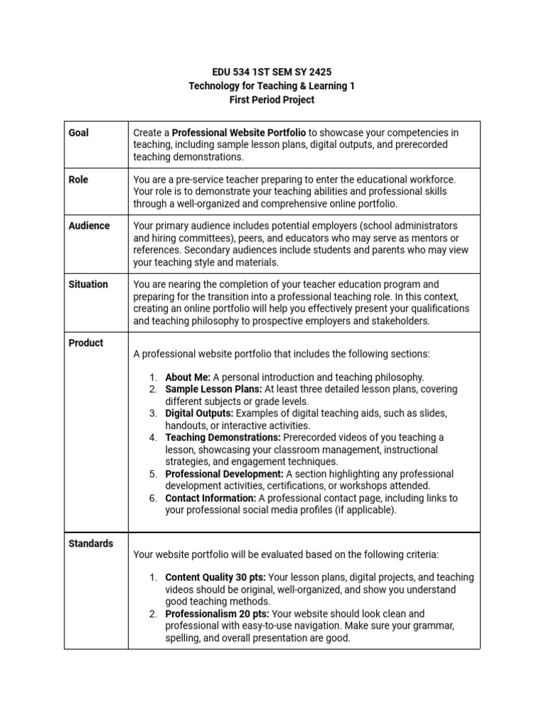 Edu 534 1ST Sem Sy 2425 P1 Project | PDF | Lesson Plan | Teachers