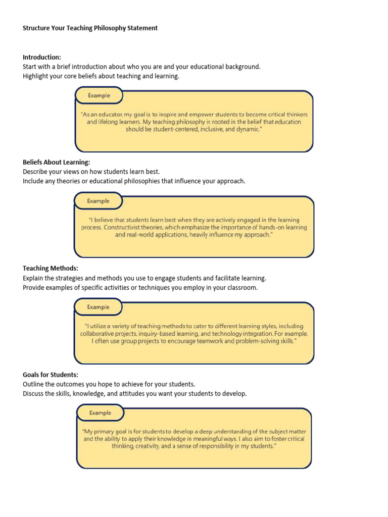 Crafting Your Teaching Philosophy Statement | PDF