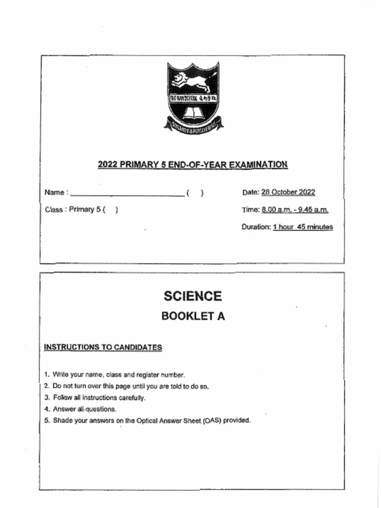 TaoNan 2022 EOY Exam Papers | PDF