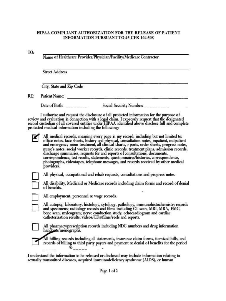 New Jersey HIPAA Release Form | PDF | Patient | Health Insurance ...