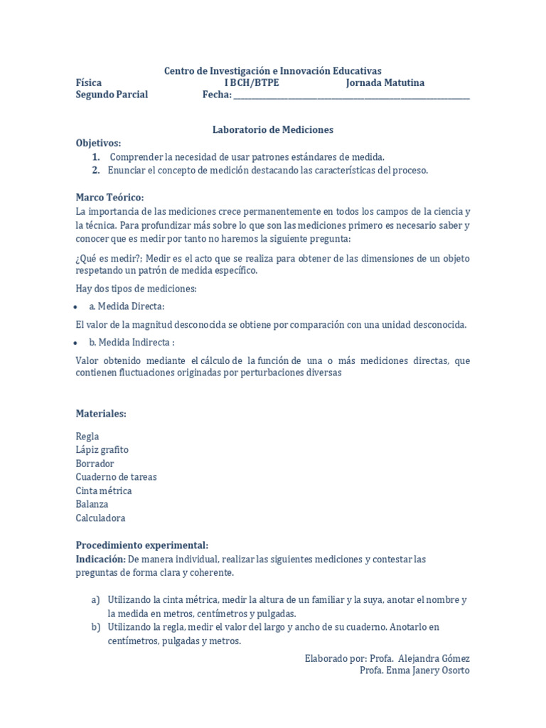Practica de Laboratorio Mediciones | PDF | Medición | Science