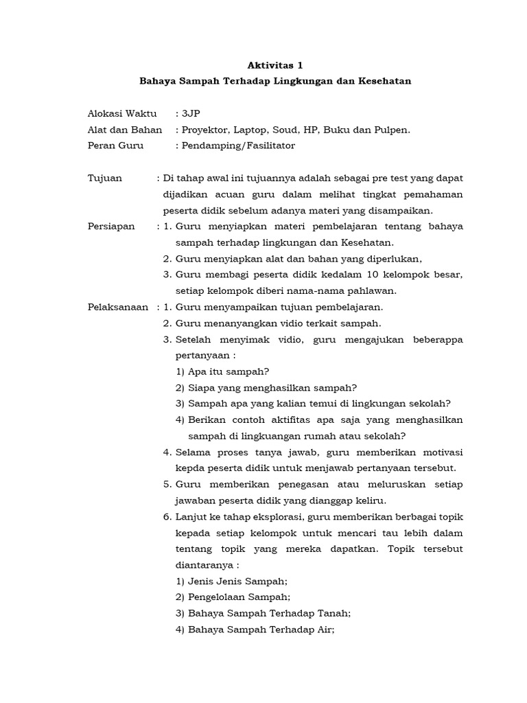 Tahapan Aktivitas 1 Kegiatan P5 | PDF