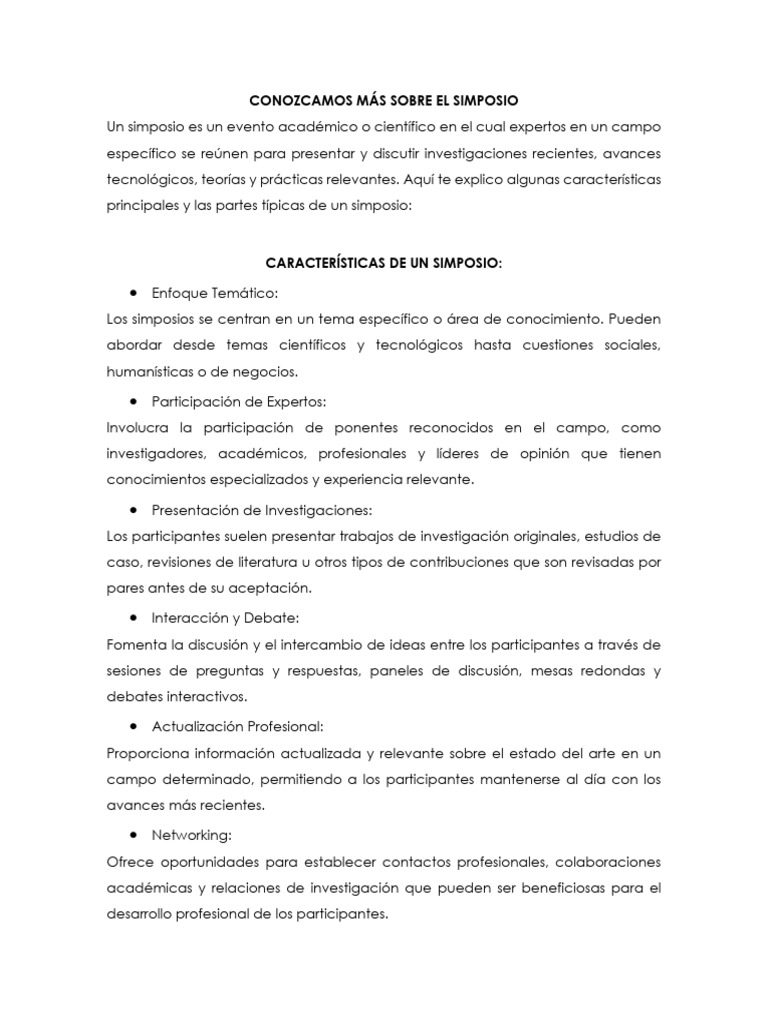 Características y Partes de un Simposio | PDF | Science | Cognición