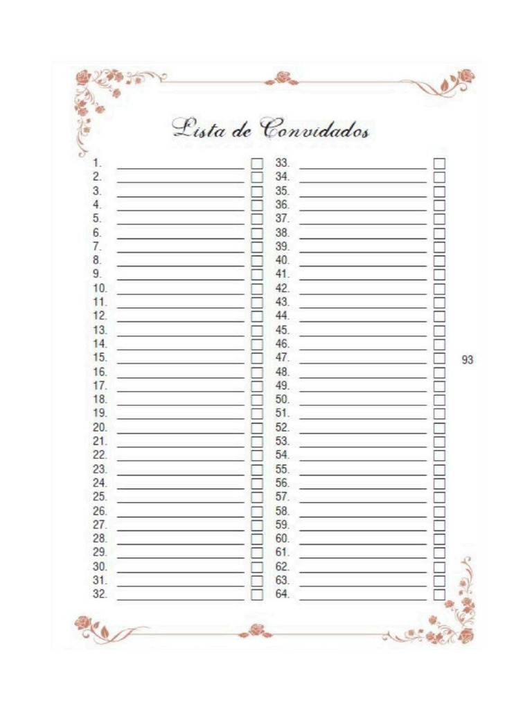 Lista Convidados Lista para Imprimir | PDF