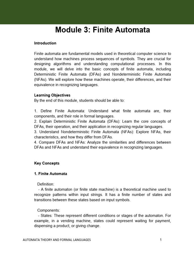Automata Theory and Formal Languages - Module 3 | PDF | Automata Theory ... Automata Theory and Formal Languages - Module 3 | PDF | Automata Theory ...
