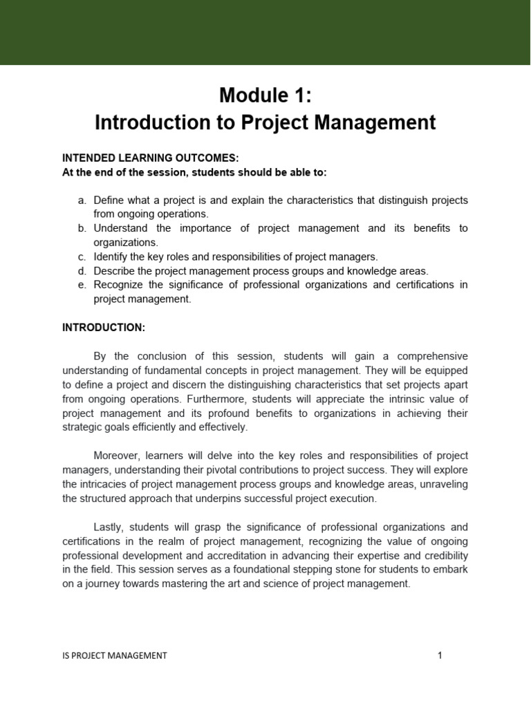 IS Project Management - Module 1 | PDF | Project Management | Cloud ...