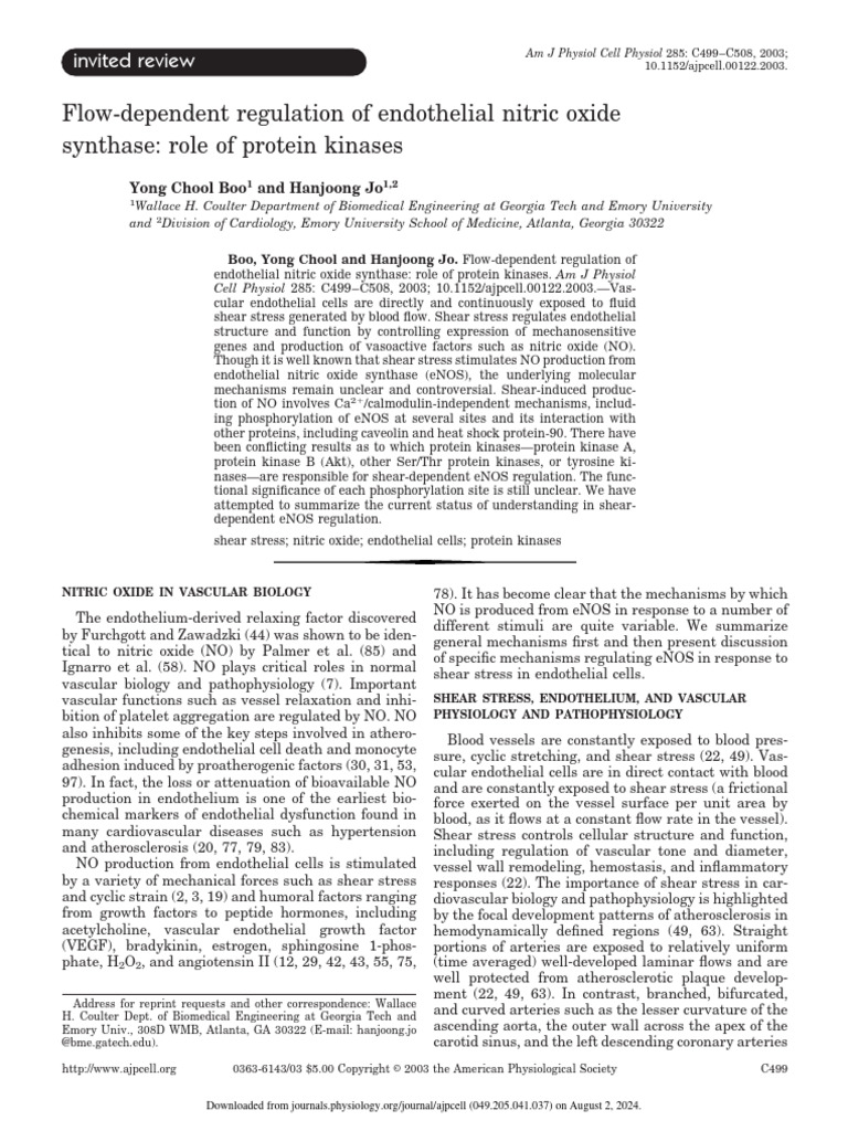 Boo Jo 2003 Flow Dependent Regulation of Endothelial Nitric Oxide ...