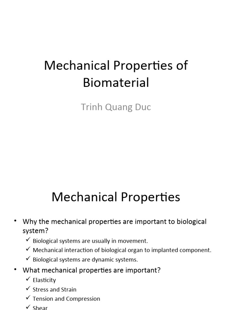 Mechanical Properties of Biomaterial | PDF | Young's Modulus | Elasticity (Physics)