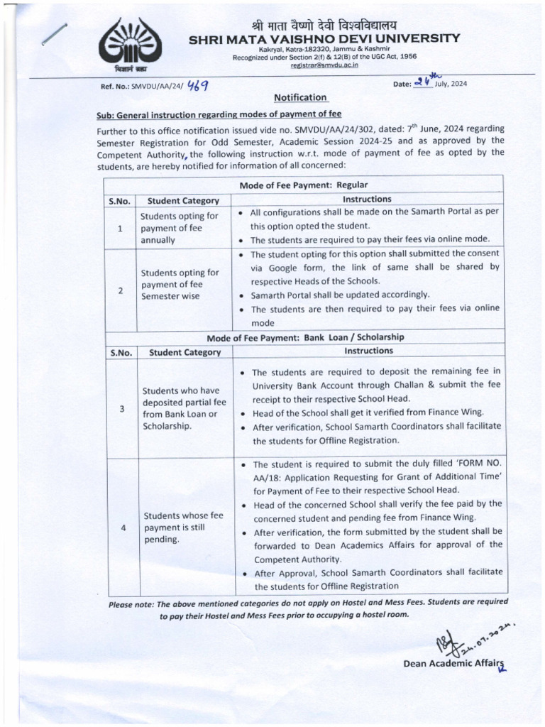 Academic Notification Pdf