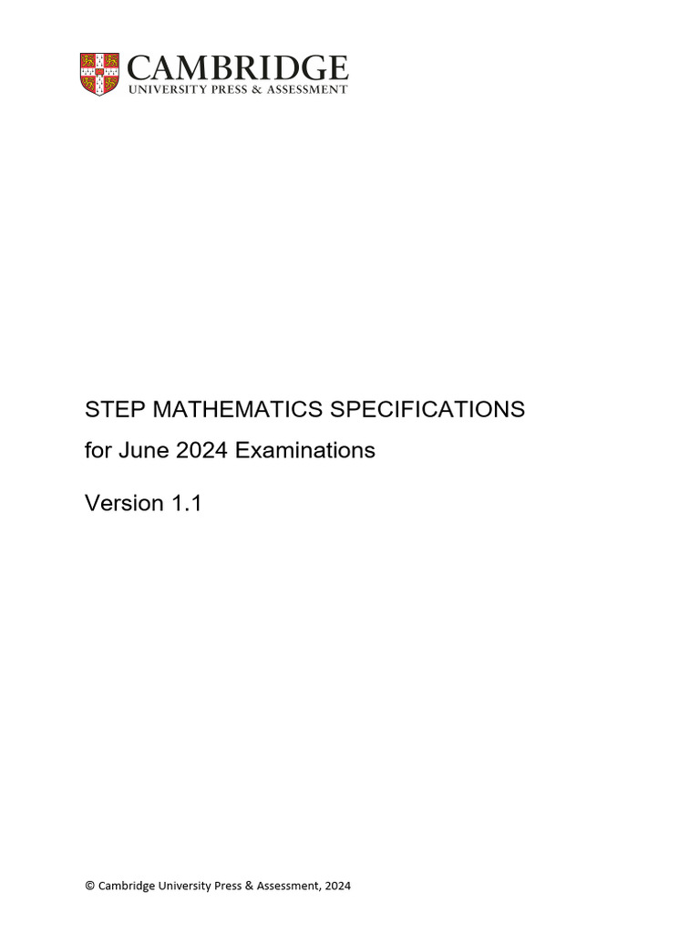 Step Specification 2024 | PDF | Equations | Integral